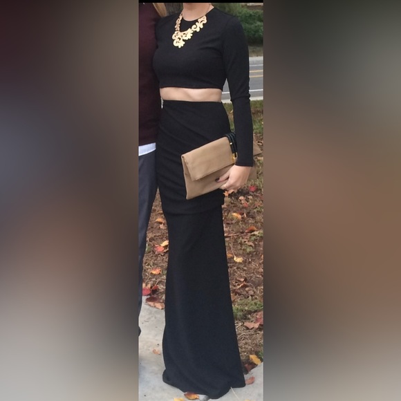 Va Va Voom | Dresses | Two Piece Floor Length Black Gown | Poshmark